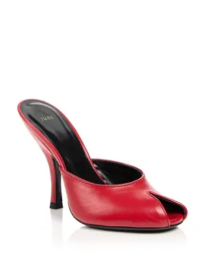 JUDE Leather Mule Pumps - Red