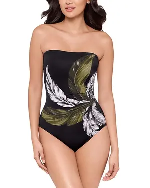 Miraclesuit Boca Grande Avanti Strapless One Piece Swimsuit - Black/multi