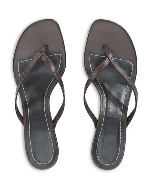 Staud Freja Thong Kitten Heel Sandals - Espresso