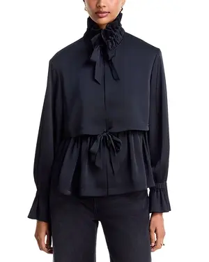 Cinq À Sept Azira Tie Neck Flared Cuff Jacket