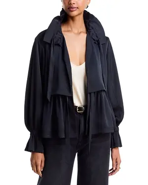 Cinq À Sept Azira Tie Neck Flared Cuff Jacket