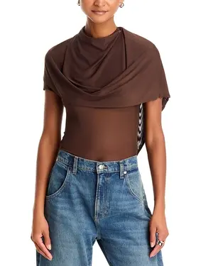 AFRM Fiona Drape Overlay Mesh Top
