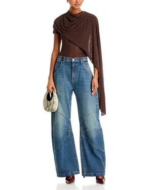AFRM Fiona Drape Overlay Mesh Top