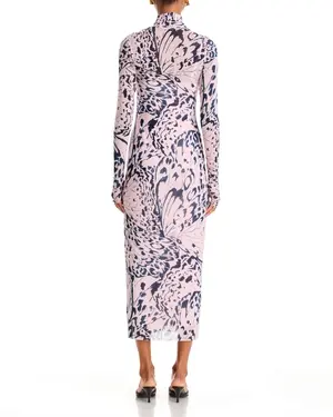 AFRM Shailene Turtleneck Mesh Midi Dress