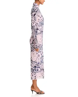 AFRM Shailene Turtleneck Mesh Midi Dress