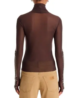 AFRM Zadie Embellished Mesh Turtleneck
