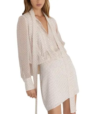 REISS Dottie Tie Neck Polka Dot Dress