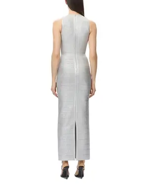 Herve Leger Metallic Bailey Cutout Gown