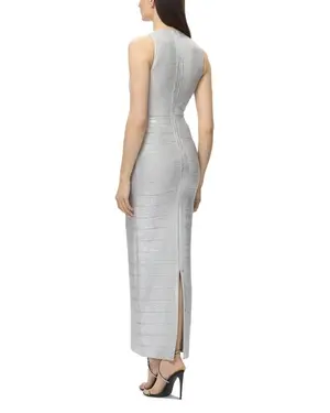 Herve Leger Metallic Bailey Cutout Gown