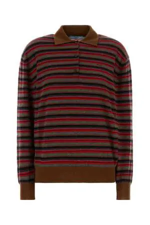 Prada Striped Cashmere Polo Shirt - Stripped