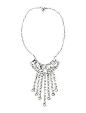 Dries Van Noten Crystal Fringe Statement Necklace - Silver