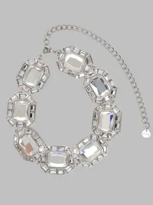 SELF-PORTRAIT Crystal Statement Necklace - Silver