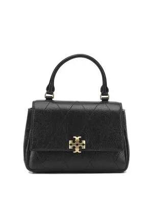 Tory Burch Leather Handbag With Gold Tone Logo Clasp