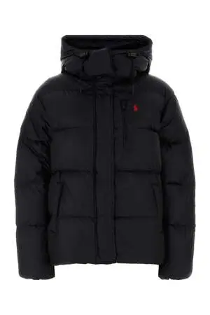 Polo Ralph Lauren Nylon Hooded Down Jacket With Logo Detail - Black