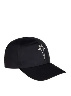 Rick Owens Embroidered Berretto With Visor - Nero