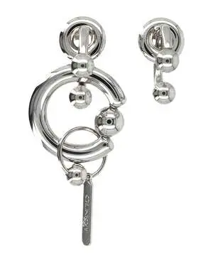 JUSTINE CLENQUET Sculptural Hoop Drop Earrings - Argento