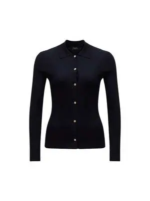 Max Mara Limone Wool V-neck Cardigan With Side Pockets