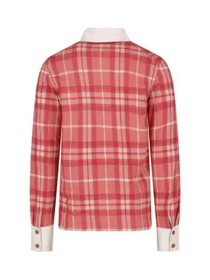 VIVIENNE WESTWOOD Plaid Long-sleeve Polo Shirt - Orange