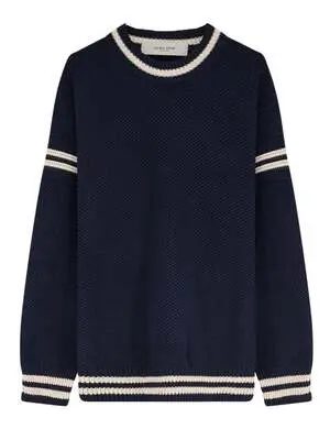 GOLDEN GOOSE 100% Cotton Crewneck Sweater - Navy