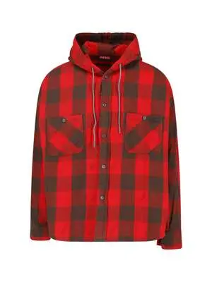DIESEL® Plaid Hooded Flannel Shirt Jacket