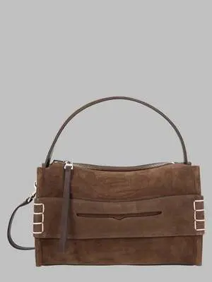 JW Anderson Suede Leather Top Handle Shoulder Bag - Brown