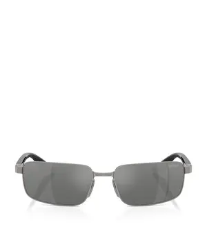 Prada Metal Rectangular Frame Sunglasses - Grey