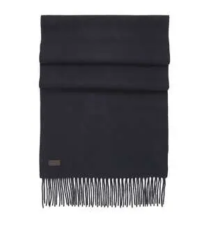 Canali Wool Fringe Scarf - Navy
