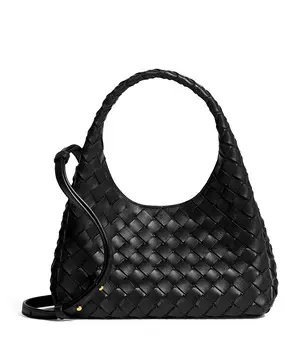 Bottega Veneta Baby Lambskin Campana Shoulder Bag - Black