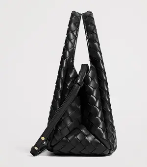 Bottega Veneta Baby Lambskin Campana Shoulder Bag - Black
