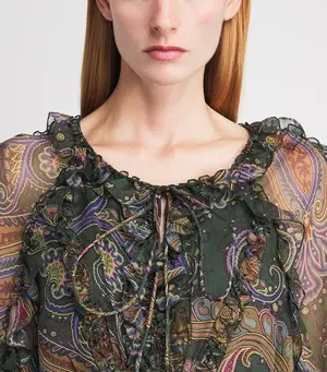 Etro Silk Paisley Ruffle Maxi Dress