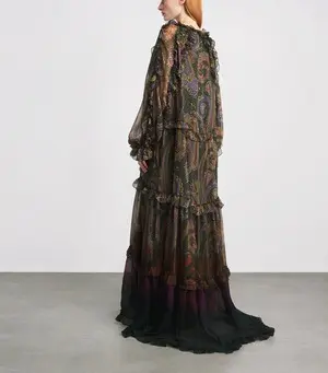 Etro Silk Paisley Ruffle Maxi Dress