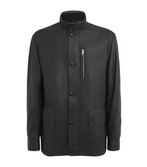 BRETT JOHNSON Deerskin Field Jacket With Stand Collar