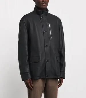 BRETT JOHNSON Deerskin Field Jacket With Stand Collar