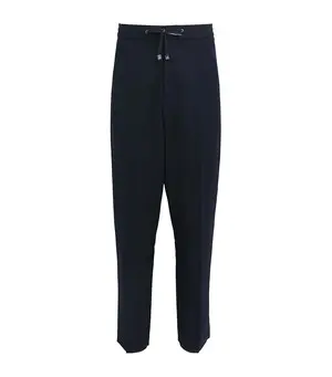 BRETT JOHNSON Wool-blend Drawstring Sweatpants - Navy
