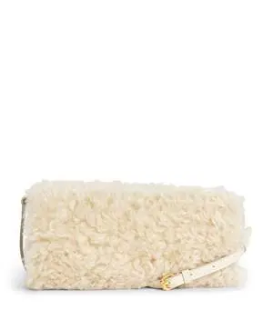 Stella McCartney Faux Shearling Logo Bracelet Shoulder Bag