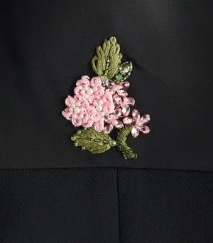 Carolina Herrera Strapless Embroidered Floral Sheath Midi Dress
