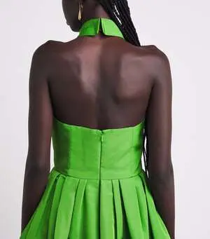 Carolina Herrera Silk Collared Halterneck Gown