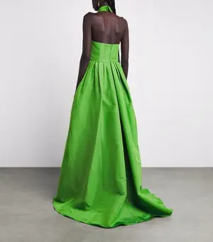 Carolina Herrera Silk Collared Halterneck Gown