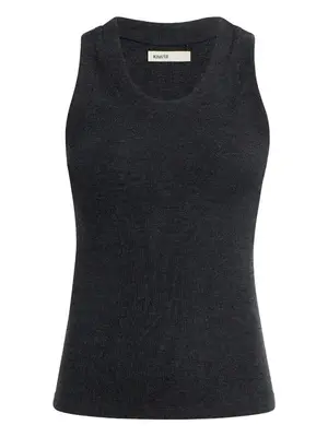 Khaite Isha Sleeveless Ribbed Knit Top - Black