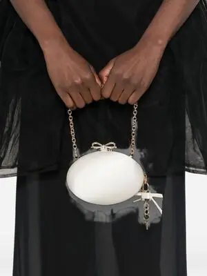 SELF-PORTRAIT Satin Clutch With Embellished Bow Clasp