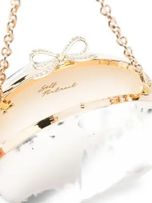 SELF-PORTRAIT Satin Clutch With Embellished Bow Clasp