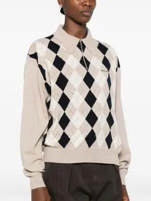 Miu Miu Logo Cashmere Polo Shirt