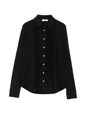 ZANETTI Pleated Long-sleeve Shirt - Black