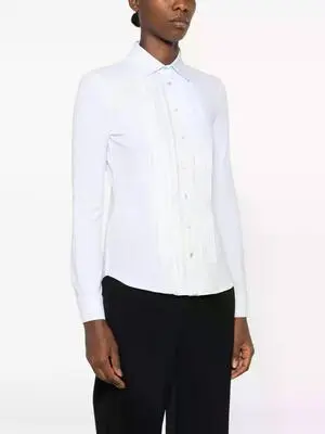 ZANETTI Pleated Long-sleeve Shirt - White