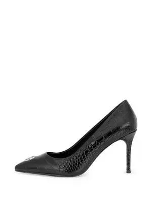 Philipp Plein Leather Decollete Pumps H85 Cocco Print Hexagon