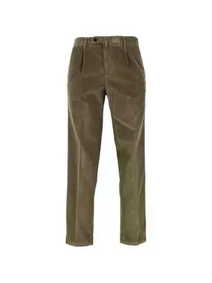 BRIGLIA 1949 Pleated Corduroy Trousers - Green