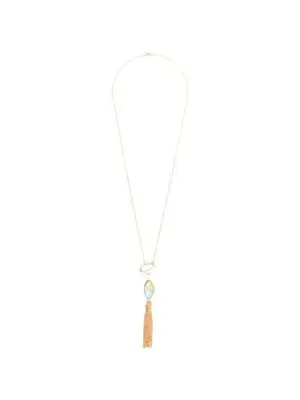 FORTE_FORTE Gold-tone Glass Bead And Pearl Tassel Necklace - Multicolor