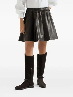 Brunello Cucinelli Leather Mini Skirt
