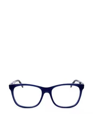 Moschino Logo-plaque Square-frame Glasses - Blue