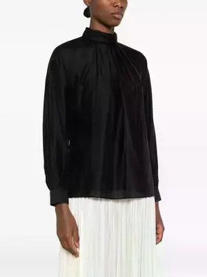 ZANETTI High-neck Gathered Blouse